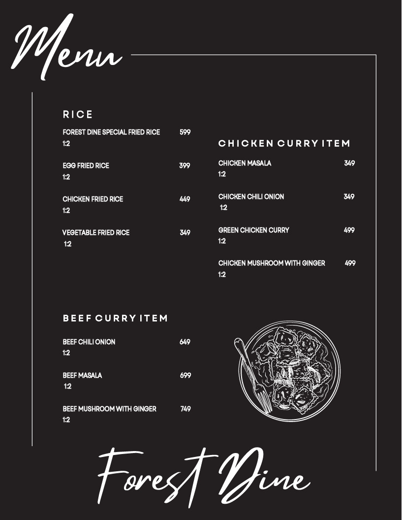 Menu - Arshinagar Resort